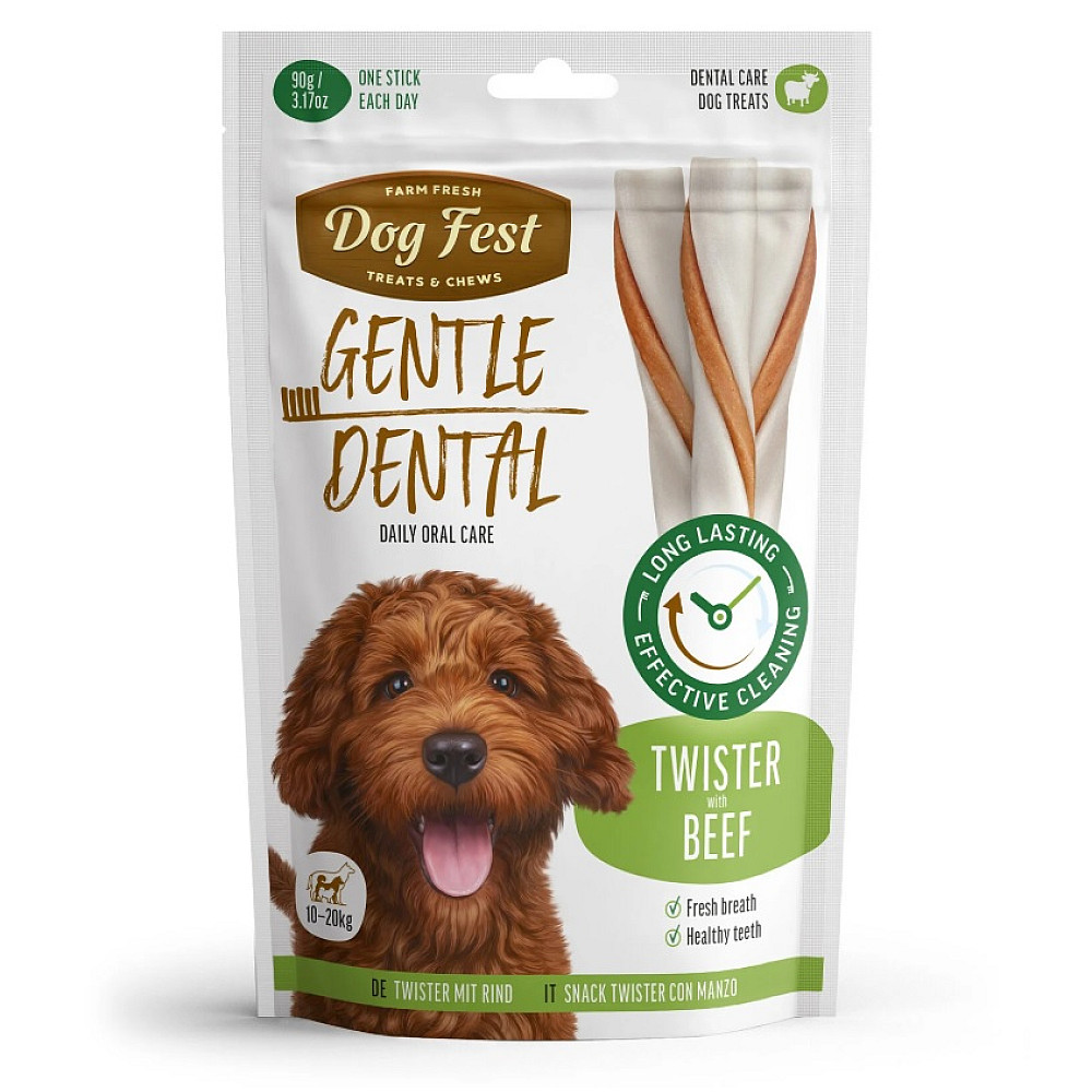 Dog Fest Twister with Beef - Дентални лакомства за кучета от средни ...